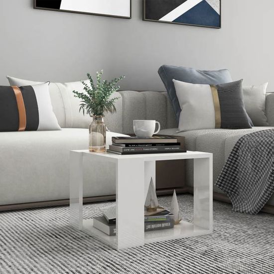 Prix bas - Table basse,Table salon pour Canapé, Blanc brillant 40x40x30 ...