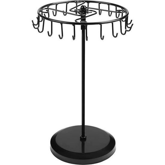 Noir Porte Bijoux Rotatif en Métal Noir (23 Crochets) - H34,8 x l20,5 ...