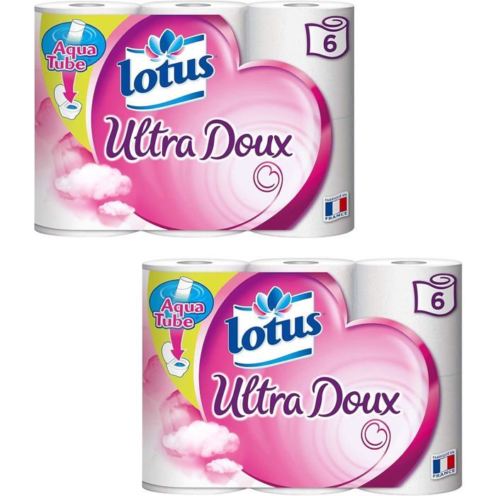 Lotus Ultra Doux Papier Hygiénique Aquatube 12 Rouleaux - Lot de 2 x 6 ...