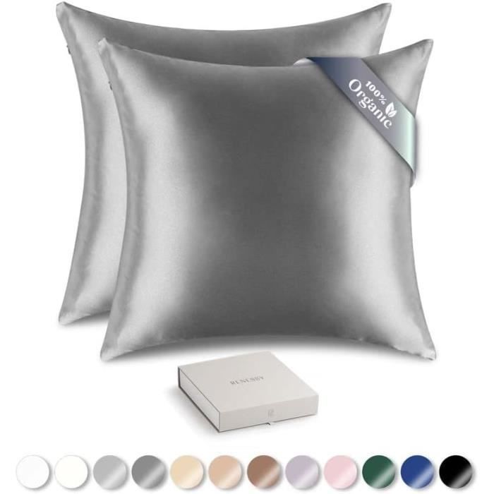 Renessy Housses De Coussin En Soie Bio 45X45 Cm Lot De 2-100% Soie De ...