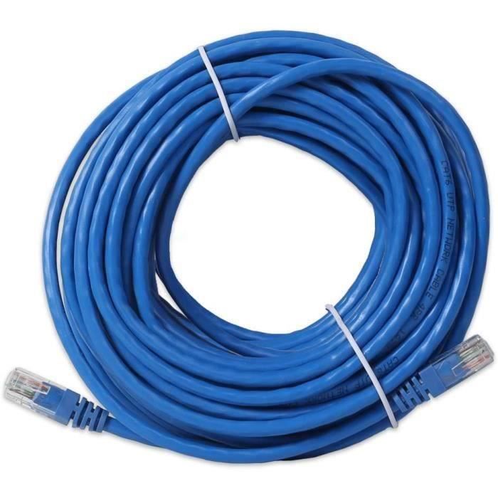 Cable reseau Bleu ethernet RJ45 20m Cat.6 qualité Pro, Haut débit ...