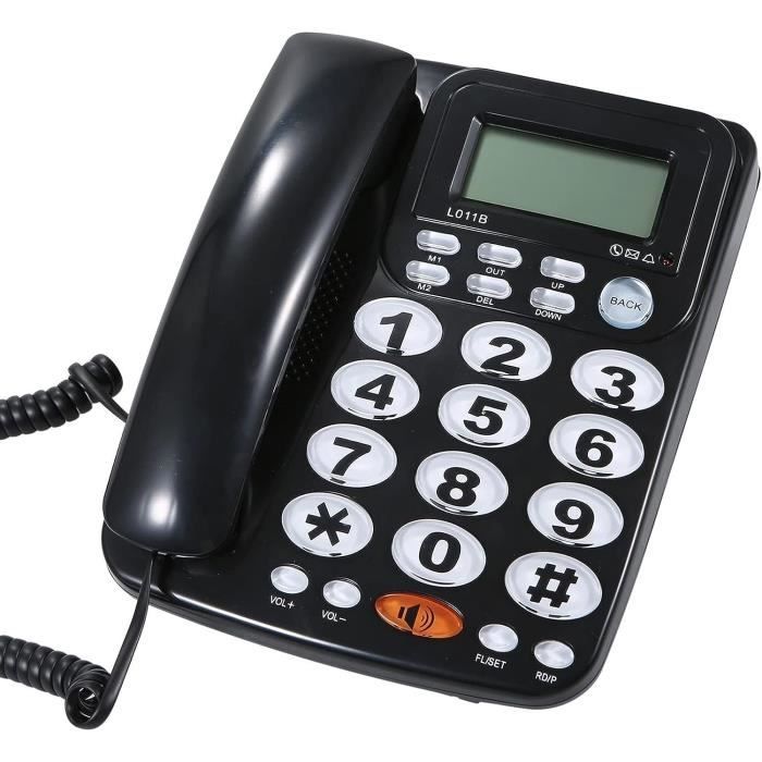 Téléphone Fixe Filaire De Bureau Avec Gros Boutons Appels Mains Libres Luminosité De L'Écran ...