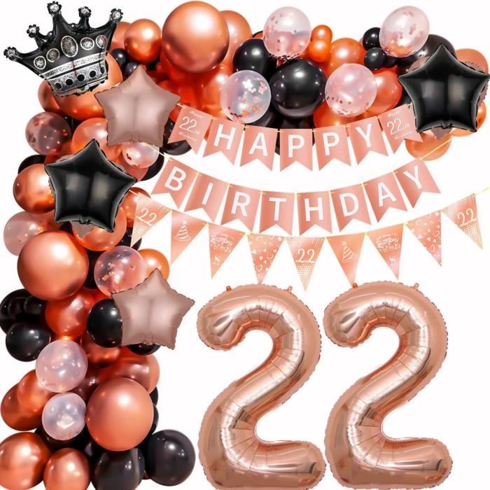 22 Ans Anniversaire Femme Guirlande Ballons 22 Ans Arche Ballon ...