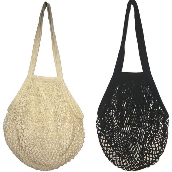 Sac De Courses En Net,2 Pack Réutilisables Filets De Courses Maille ...