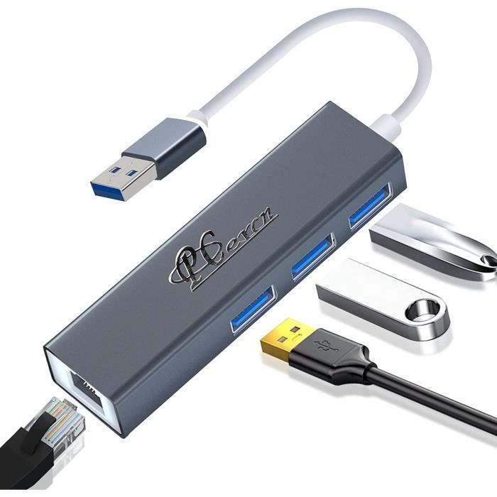 Hub USB 3.0 Ethernet,1000Mbps Adaptateur USB Ethernet en Aluminium avec ...