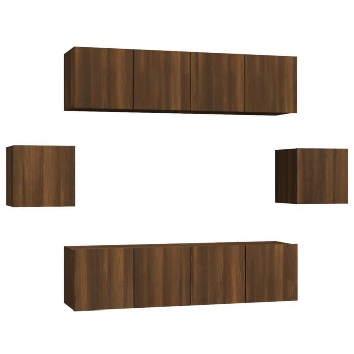 Ensemble de meubles TV 6 pcs Chêne marron Bois d'ingénierie - Omabeta - M15745 - Cdiscount Maison