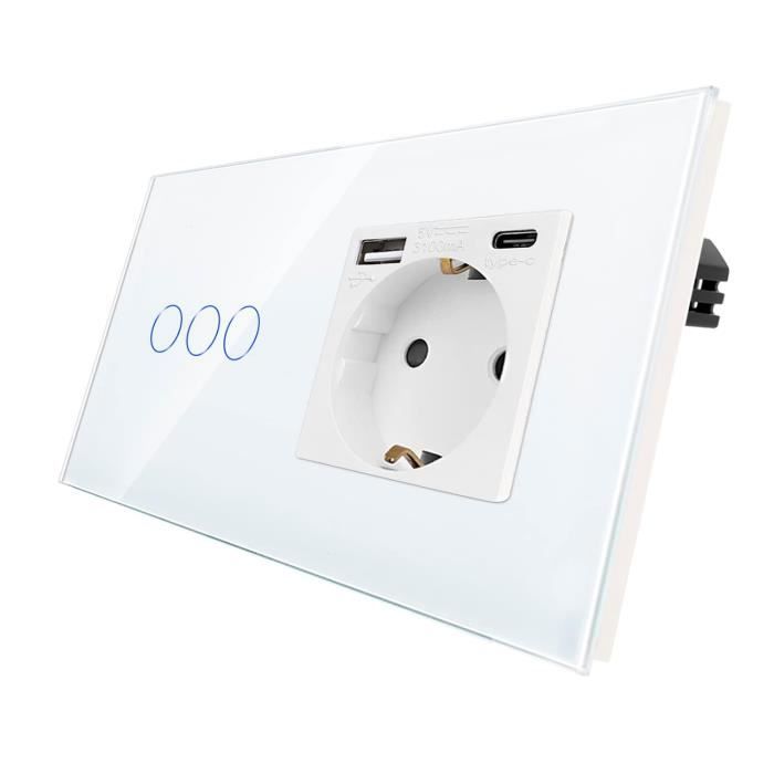 Interrupteur Tactile Avec Prise Schuko Avec Ports Usb (Type C Et Type A ...