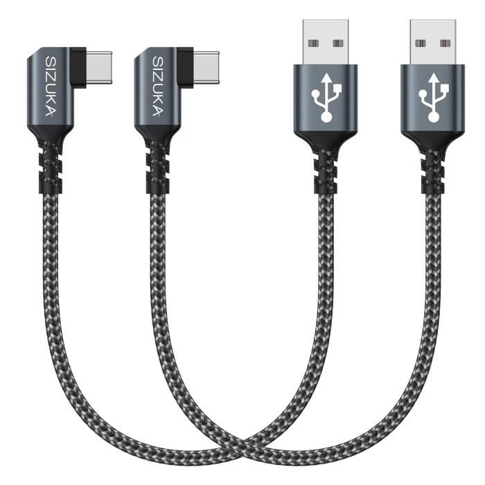 Câble Usb C Coudé 90 Degrés [0.3M - Lot De 2]Charge Rapide Câble ...