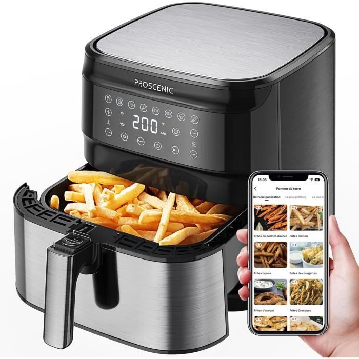 T21 Friteuse à air, Friteuse sans huile, 5,5L AirFryer, écran LED ...