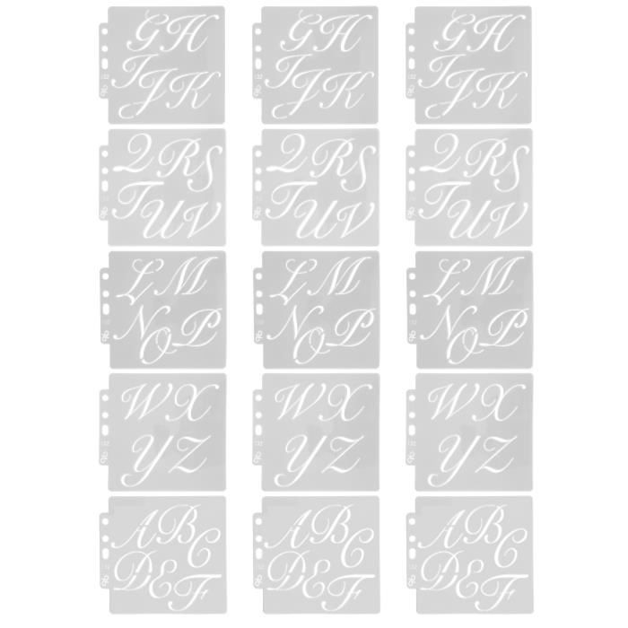 TMISHION modèle de pochoir 15 pièces modèle de lettre creux réutilisable PET peinture moule ...