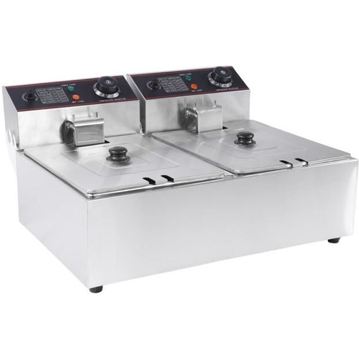 12L Friteuse électrique pro Machine à Frite poules Double Réservoir 2 ...