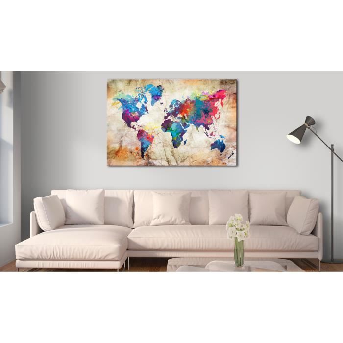 Tableau Cartes du monde World Map: Urban Style 90x60 cm - Tableau deco ...
