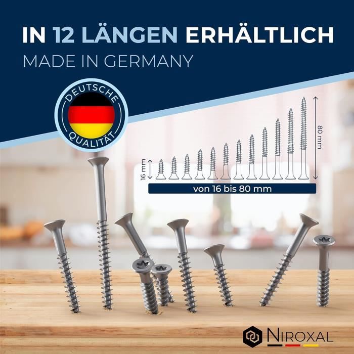 100X Vis À Bois Tête Fraisée En Acier Inoxydable Torx V2A 4X45 Pour ...