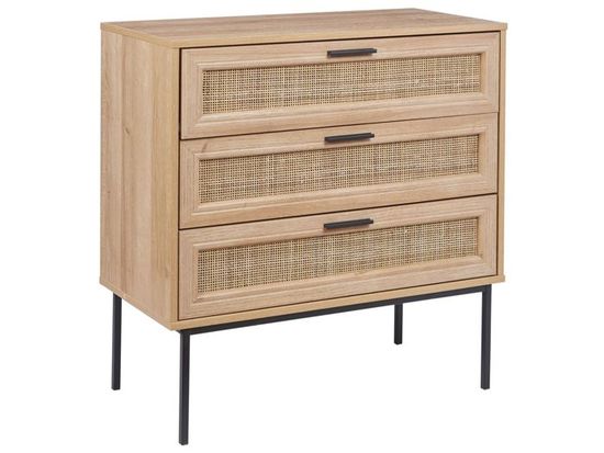 Commode 3 tiroirs en bois clair PASCO - Cdiscount Maison