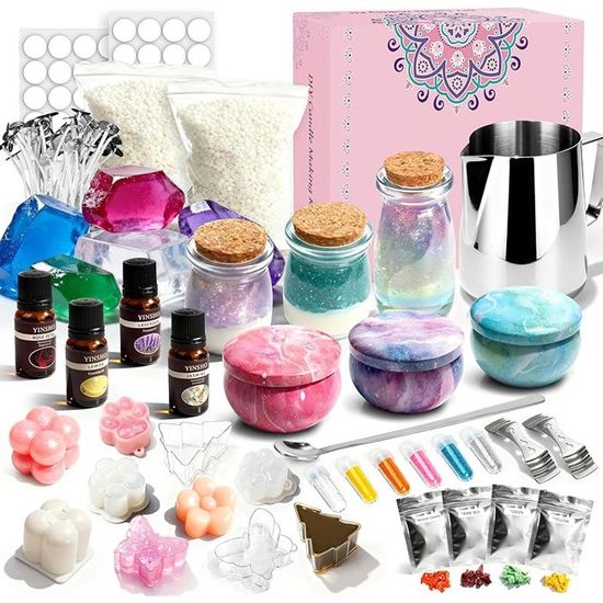 Kit de Fabrication de Bougies, Kit Bougie a Faire Soi Meme avec 490g ...