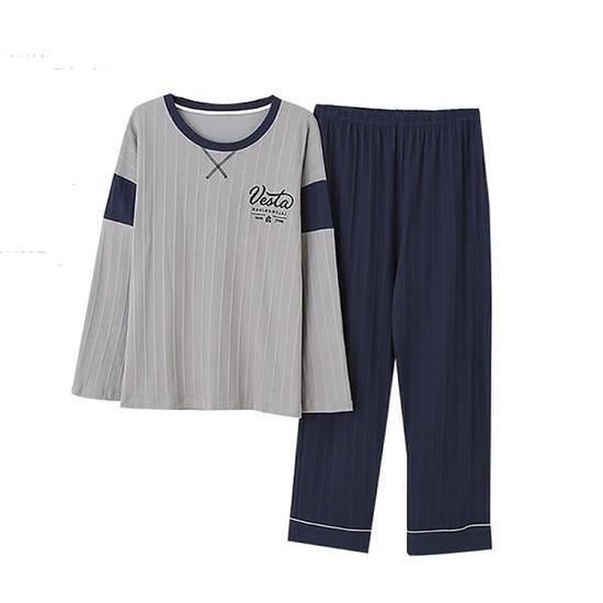 Pyjama homme en coton long,Pyjama pour Homme Homme ensemble Pijama ...