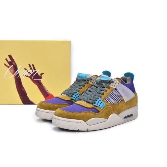 BASKET Airs-Jordans 4 Yellow Purple DJ5718-300 CHAUSSURES AJ4 Femme ...