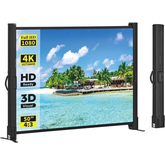 Écran de projection portable avec support, 127 cm 4:3, écran de ...