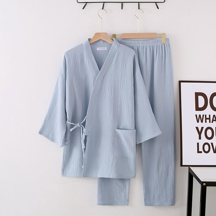 Costume Kimono Japonais pour Amoureux,Pyjama en Crêpe Coton,Manches sulf,Pantalon,Ensemble Deux ...