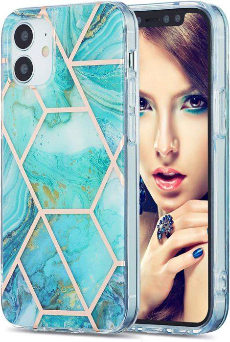 Coque Marbre pour iPhone 12 Mini, Glitter Dos Rigide PC TPU Hybride ...