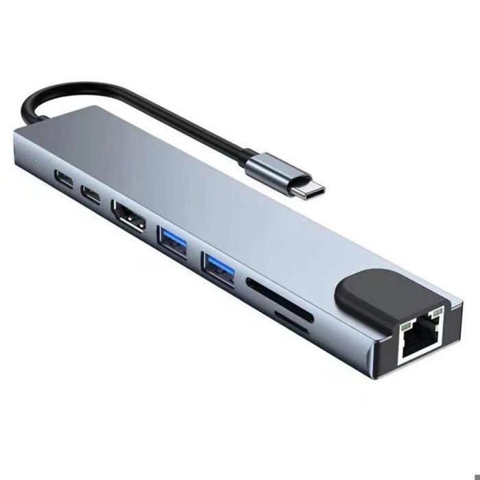 Hub USB C 8 en 1 RJ45 100 Mbps, adaptateur universel pour PC avec ...