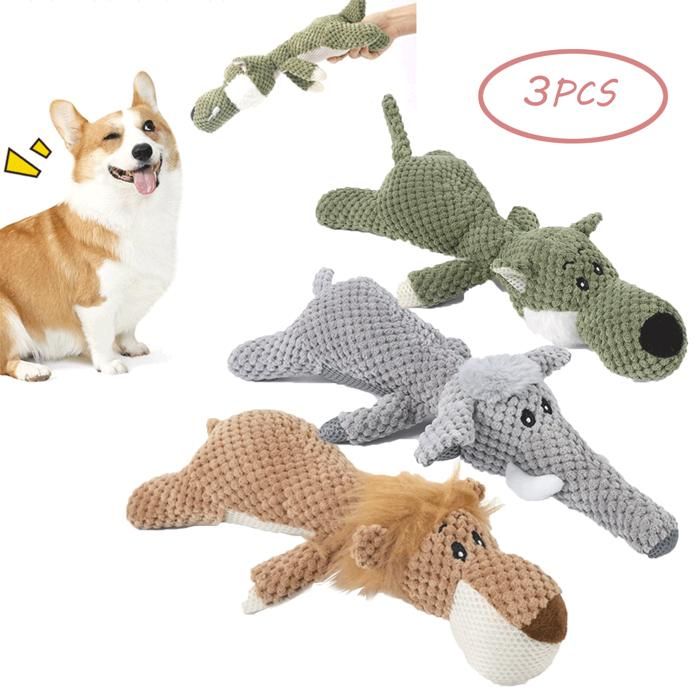 Lot de 3 Jouets couineurs en peluche à mâcher, mignons et doux, pour animaux de compagnie ...