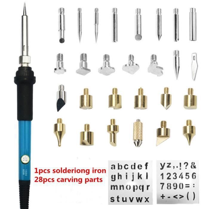 29kit Kit de stylo pyrogravure pour bois 60W température réglable fer à ...