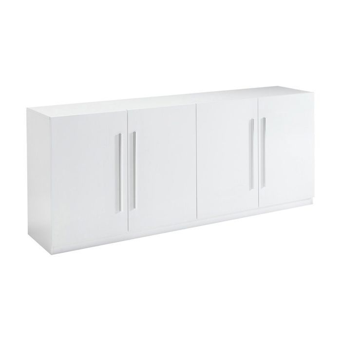 CLARK - Buffet 4 Portes Moderne Laqué Blanc Poignées en Métal ...