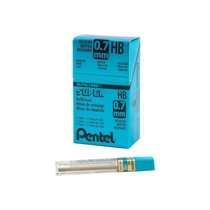 Mine de crayon - Pentel - Super Hi-Polymer - HB - 0.7 mm - Pack de 12 ...