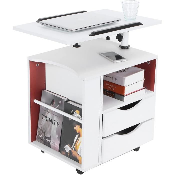 Multifonctionnel Table d’Appoint Roulante MDF, Bout de Canapé Haute ...