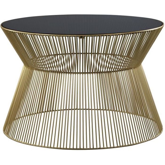 WOMO-DESIGN Table Basse Chester Ronde Ø 72 x 48 cm, Or/Noir, en Métal ...