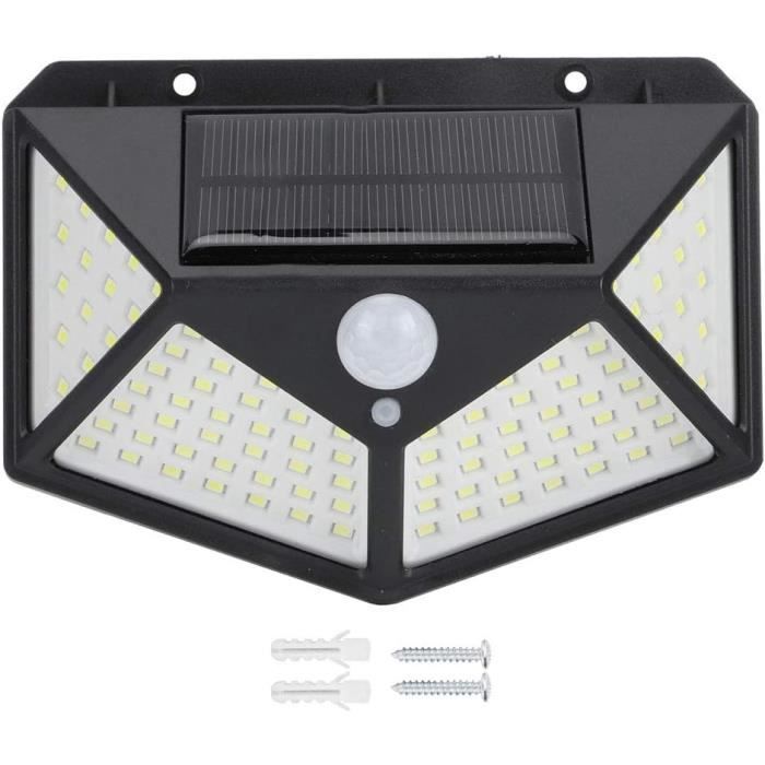 Applique Murale Solaire À Détecteur De Mouvement 100 Led - Noir - Pour Jardin - Borne Solaire ...