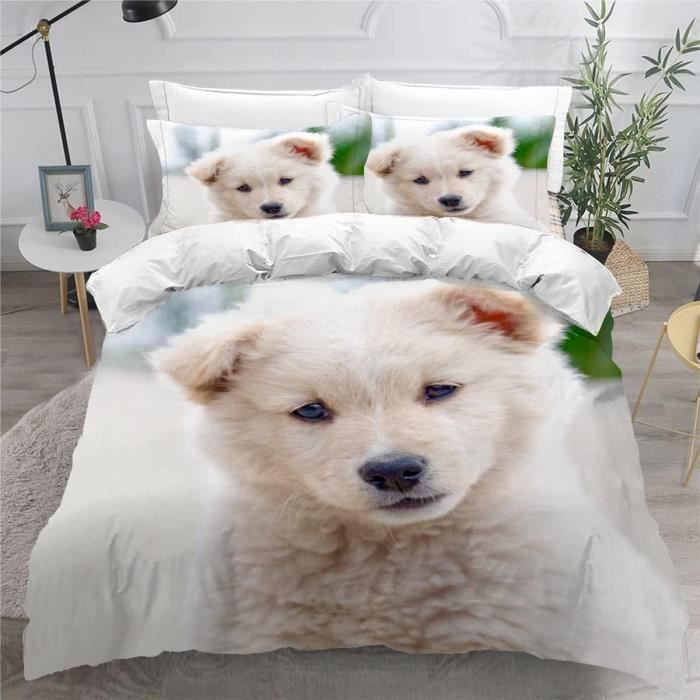 Parure De Lit 3 Pièces Chiot Golden Retriever Housse De Couette 200X200 ...