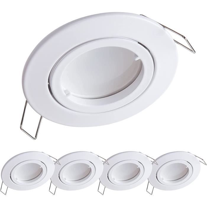 Lot de 5 spots LED encastrables ronds – Blanc chaud 5W 230V Dimmable – Module GU10 – Orientable ...