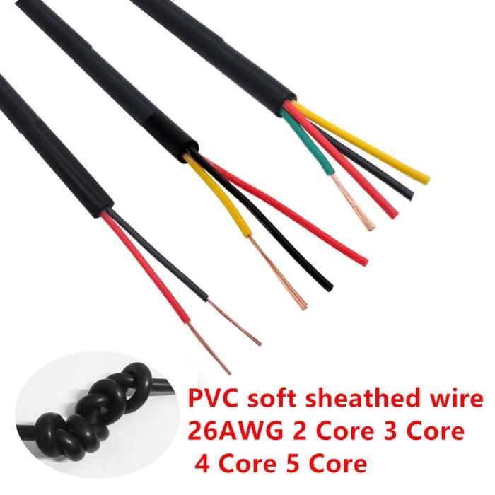10m 4 Core -Fil conducteur électrique RVV, 10 mètres, 26 AWG, 2-3-4-5-6 ...