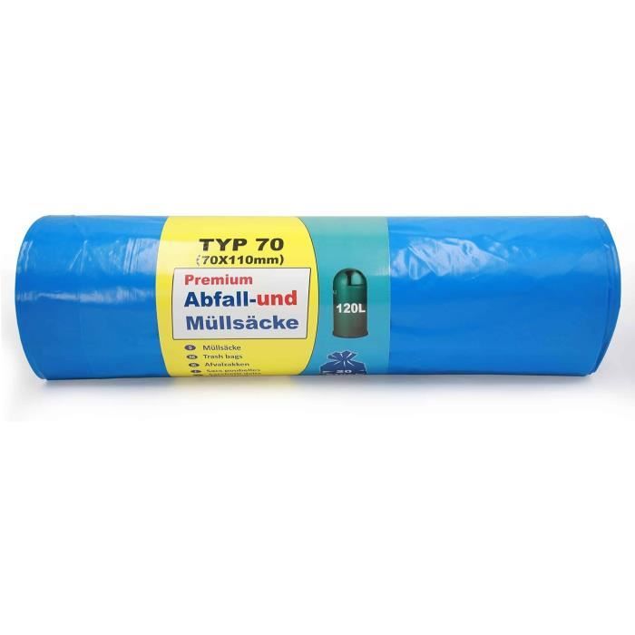 Sacs Poubelle Bleus 120 Litres, Sacs Poubelle Indéchirables, 70 X 110 ...