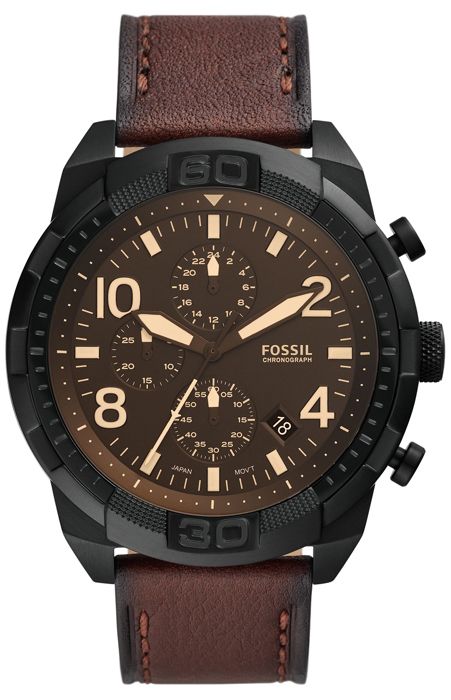 Montre Hommes Fossil Quartz Chronographe Bracelet Cuir Marron FS5875 ...
