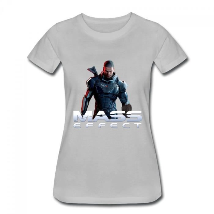 Mass Effect Commander Shepard Poster Femme Col rond Coton Manche courte ...