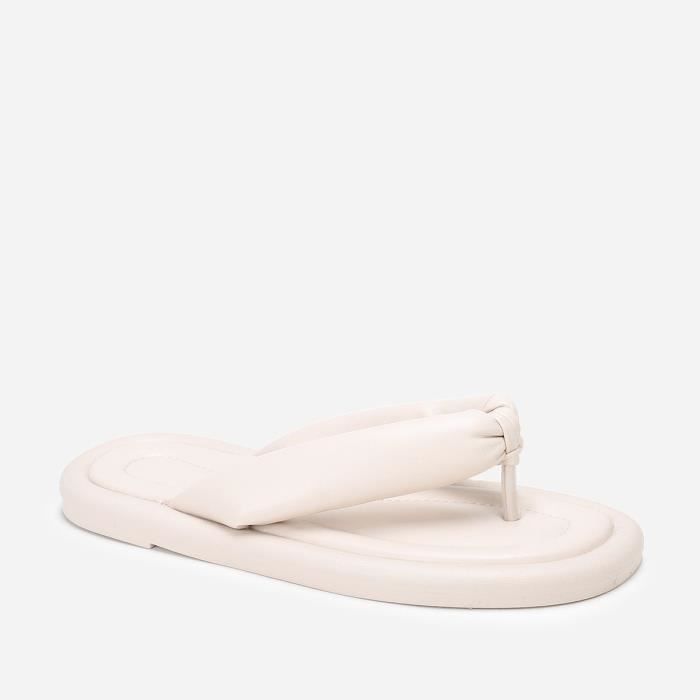 Tongs en simili beige à bride arrondie et matelassée - Cdiscount Sport