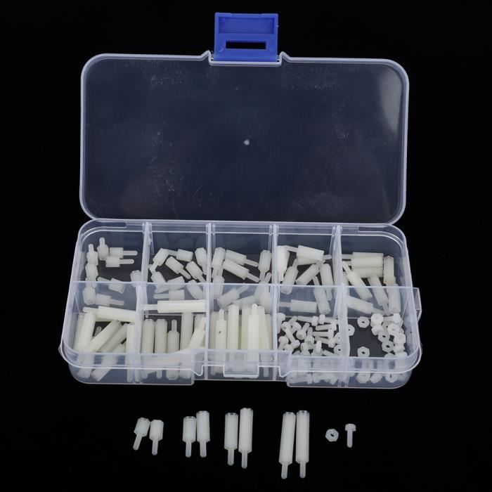 TMISHION Vis en nylon 140 pièces / boîte M2 Nylon tête ronde vis cruciforme écrou hexagonal kit ...