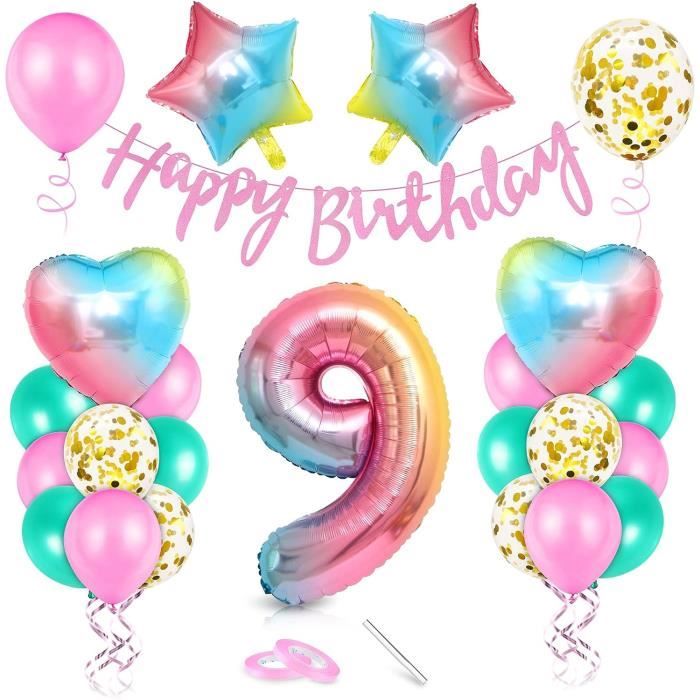 9 Anniversaire Fille Ballon, Rose Ballon Chiffre 9, Ballon 9 Ans Fille, Ballons Anniversaire 9 ...