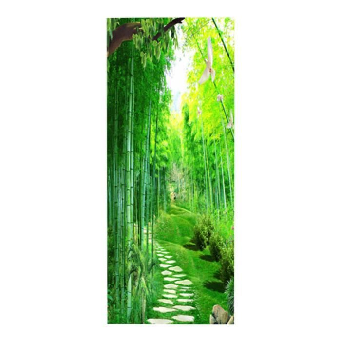 3D Bambou Forêt Porte Autocollant Amovible Auto-Adhésif Murale Stickers ...