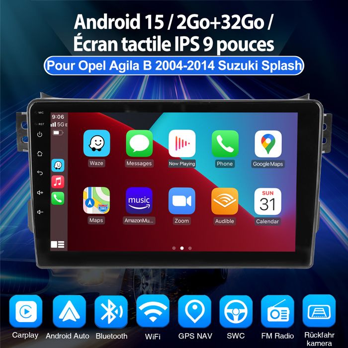 Autoradio Android pour voiture - ESSGOO - Écran tactile 9 pouces - Opel ...