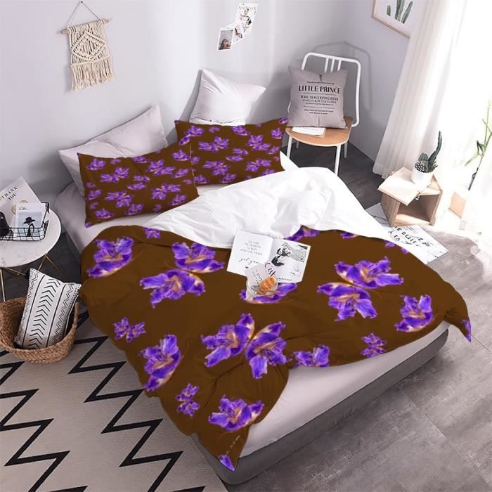 Munoor 3 Pièces Parure De Lit 2 Personnes Adultes Papillon Violet ...