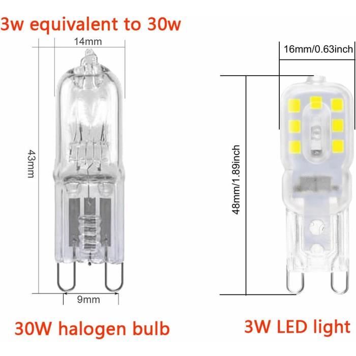 Ampoule Led G9, 3W G9 Led Lampes(Équivalent à 30W Halogène Ampoules G9), Led G9 Ampoules Blanc ...