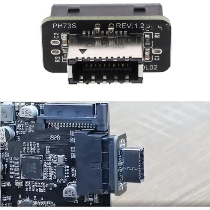 Convertisseur D'Adaptateur Usb 3.0 19P - 20P Vers Type E Adaptateur De Panneau Avant Usb ...