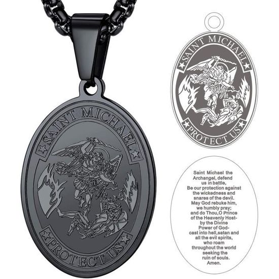 Médaille Archange Michael Collier Saint Michel Pendentif St Michel Ange ...