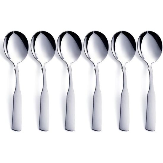 Cuillères à soupe, en acier inoxydable de 6,1 pouces, cuillères rondes ...