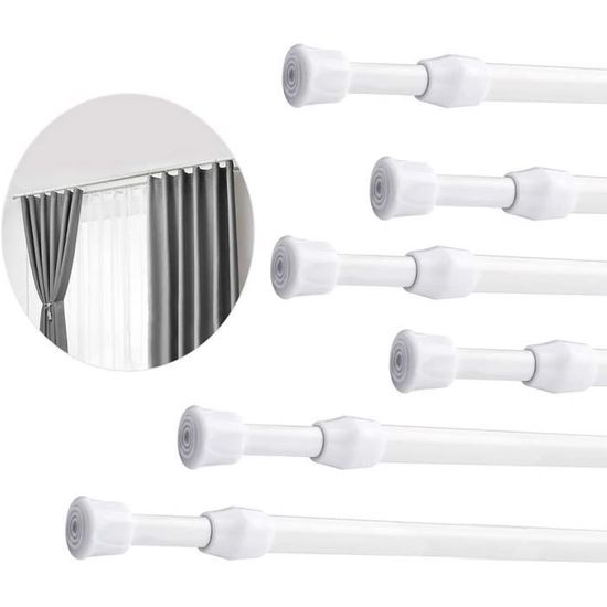 EXLECO Tringle à Rideau Télescopique 6Pcs 70~120cm Set Barre Rideau ...