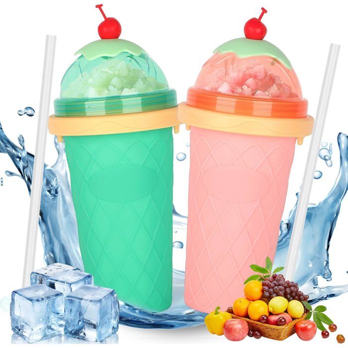 Lot de 2 DIY Slushy Cup, Silicone Slushy Maker Cup, Gobelet À Slush ...
